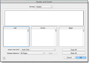 Printing Options – Formatting Headers and Footers